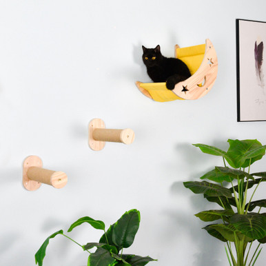 Miiruop Cat Hammock Wall Mounted Shelf with 2 Steps Cat Climbing Shelf ...