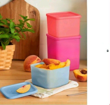 New Tupperware NewTupperware Basic Bright Square Container Canister 3pc ...