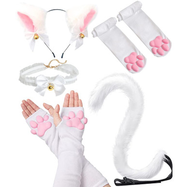 Cat Paw Cosplay Set, Cat Paw Gloves Mittens with Cat Ears Mask Cute Cat ...