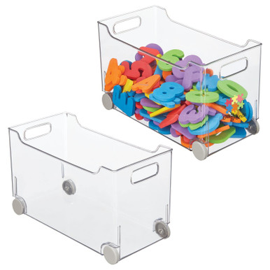 mDesign Plastic Toy Bin Box Storage Container Bins, Rolling Wheels ...
