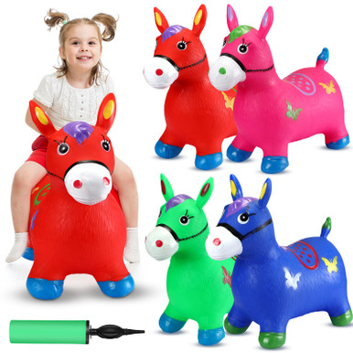 Hiboom 4 Packs Bouncy Animal Horse Hopper with Pump Inflatable Bouncy ...