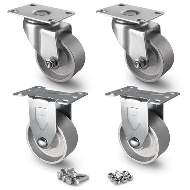 HANDSAMMU'S 3"Industrial Casters, Cast Iron Steel Casters Set of 4, Set ...