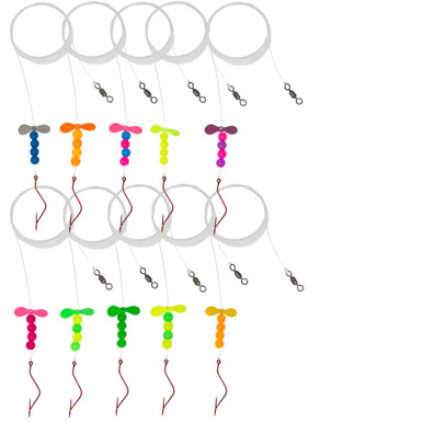 Tooth Shield Tackle Premium 5 Pack 100% Fluorocarbon Slow Death Rig ...