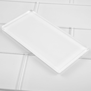 Soulscrafts Glass Subway Tile 3x6 Inch White for Kitchen Backsplash ...