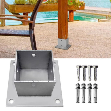 2x2 3x3 4x4 5x5 6x6 Wood Fence Post Anchor Base, 4mm Thick Stainless ...