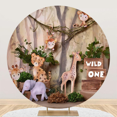 Baocicco Wild One Round Backdrops for Photography Cute Monkey Lion ...