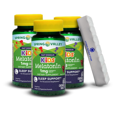 Spring Valley, Kids Melatonin Chewable, 1 mg, Grape Flavor 60 Tablets ...