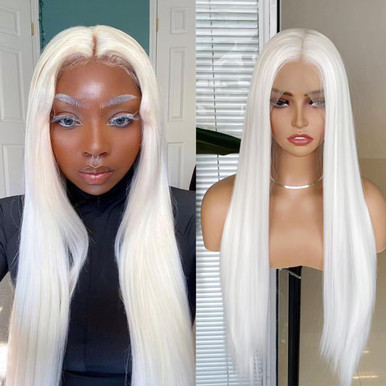 COCOFANS White Synthetic Lace Front Wigs for Women Girls Long Silky ...