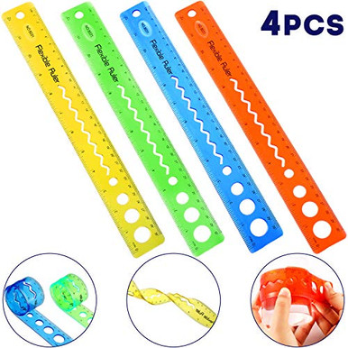 4 Pieces Flexible Rulers 12 Inch Transparent Rulers Shatterproof ...