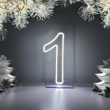 Number 1 Neon Sign for First Birthday, Cool White Light up Numbers for ...