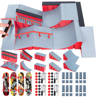 HMEEN Finger Skateboards Ramp Set, 4 in 1 Fingerboard Skatepark Deck ...