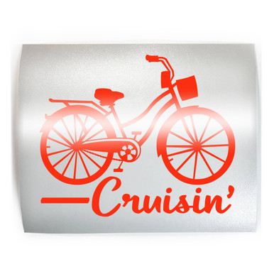 CRUISIN' Cruiser Bike Beach - PICK COLOR & SIZE - Bicycle Vinyl Decal ...