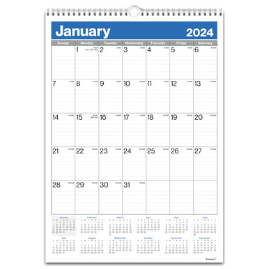 Dunwell Large Wall Calendar 2024 - (Blue) 12x17" Wall Calendar, Use to ...