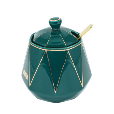 TinaJOJO Ceramic Sugar Bowl with Lid and Spoon, Porcelain Sugar Salt ...