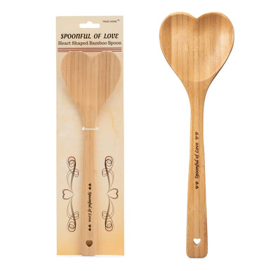Heart Shaped Bamboo Spoon - Engraved SPOONFUL OF LOVE Wooden Serving ...