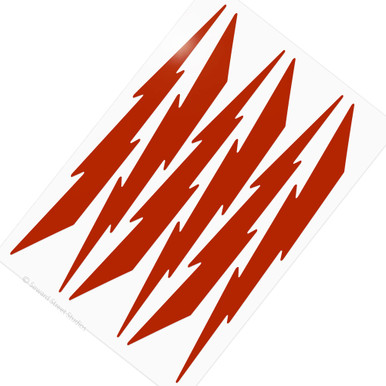 Set of 6 Red Lightning Vinyl Decals, Lightning Motorcycle Helmet ...