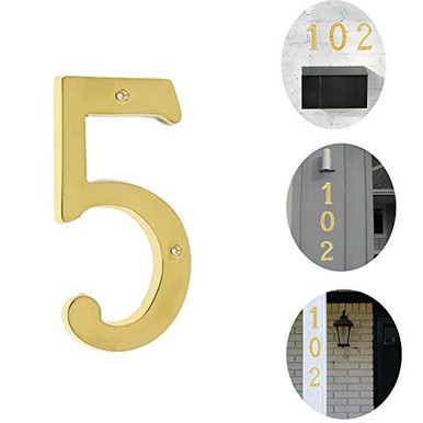 Bebarley 4 Inch Premium Bright Solid Brass Door House Numbers and ...