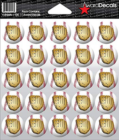 Award Decals Baseball Glove Sticker Set (100 Decals) 1" The Original ...