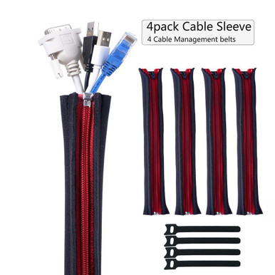 Cable Management Sleeve, Zepthus 4 Pack Cable Management Sleeve with ...