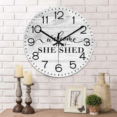 Mighun Welcome to My She Shed Wall Clock Inspirational Quotes PVC Wall ...