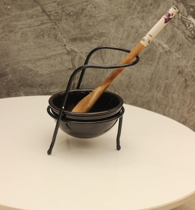 ABHANDICRAFTS Metal Spoon Rester Ceramic Dish Upright Utensil Holder ...