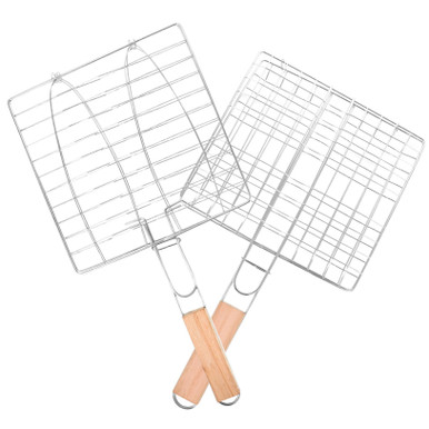 OFFSCH 2pcs Bbq Net Fish Grill Net Portable Grill Stand Picnic Basket ...