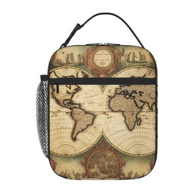 VTCTOASY Vintage Old World Map Print Lunch Bag For Women Men Lunch Box ...