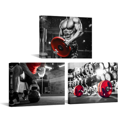 VANSEEING Fitness Gym Wall Art Kettlebell Dumbbells Barbell Weight ...