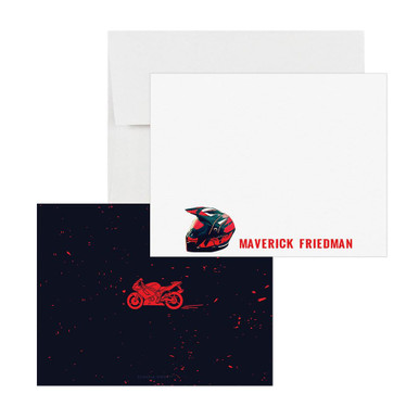 Custom Motorcycle Stationery Set, Motorcycle Birthday Thank You Cards ...