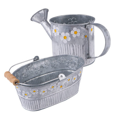 VINTORKY 1 Set Tin Flower Bucket Flower Pot Metal Garden Planter ...
