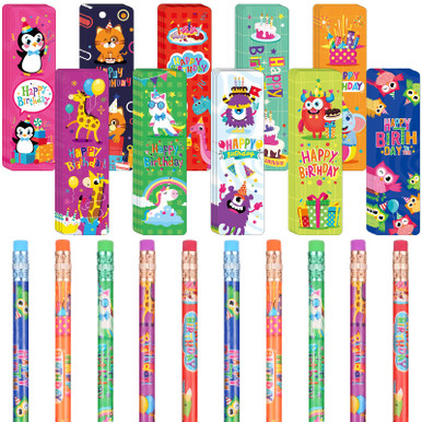 Noveread 100 Pcs Happy Birthday Scented Pencils and Bookmarks Set 50 ...