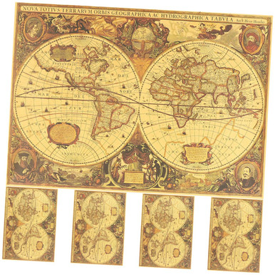 COOLHIYA 5pcs Nautical Chart Poster Ancient Map Poster World Map Wall ...
