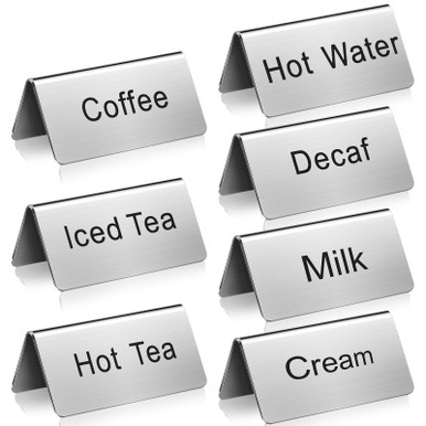 Hicarer 7 Pcs Stainless Steel Table Tent Sign Coffee and Tea Sign ...