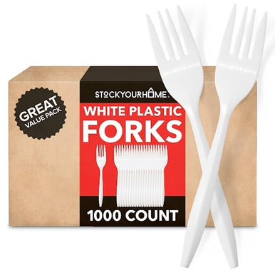 Stock Your Home 1000 Pack Medium Weight Forks - Disposable Plastic ...