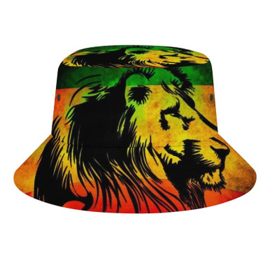 Rasta Lion Jamaican Reggae Love Men's Women's Bucket Hat Summer ...
