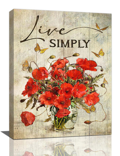Red Poppy Flower Wall Art Poppy Floral Pictures Wall Decor Rustic Poppy ...