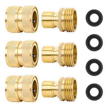 STYDDI Brass Full Flow Garden Hose Quick Release Connect Adaptor ...