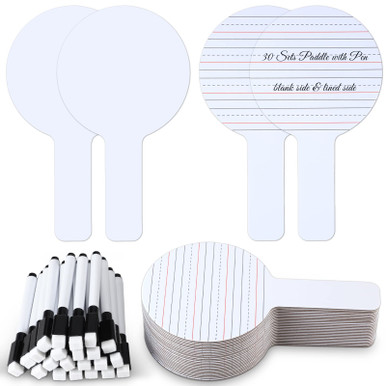 Zhehao 20 Pack 9 x 5 Inch Dry Erase Answer Paddle and Black Marker Pens ...