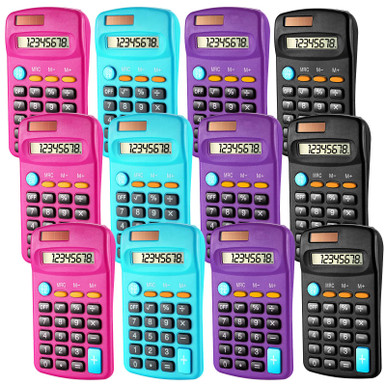 12 Pack Pocket Size Mini Calculator Basic Calculators for Students 8 ...