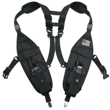 MANGEMA Universal Double Radio Shoulder Holster Chest Harness Vest Rig ...