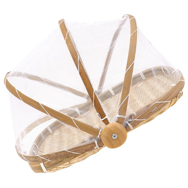 EXQUIMEUBLE Food Fly Guard Round Picnic Basket Picnic Food Collapsible ...