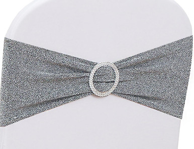 JFDYDM Silver Chair Sash - Pack of 10 Glitter Chair Bows Chair Bands ...