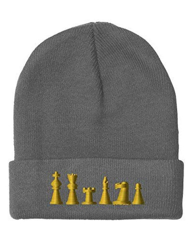 Beanies for Men Chess Set Gold Sport Embroidery Chess Recreational ...