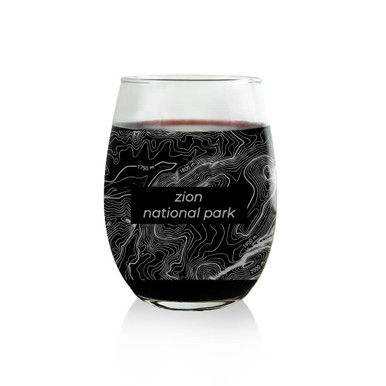 American Sign Letters Zion National Park Map Stemless Wine Glass - Zion ...
