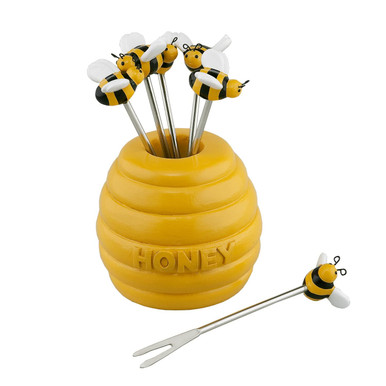UPware Bee Shaped Cocktail Picks with Bee Hive Holder, 6 Picks in Set ...