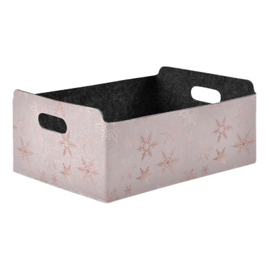 Kigai Rose Gold Glitter Snowflakes Storage Basket, Foldable Open ...