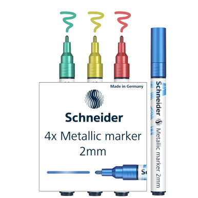 Schneider Paint-It 011 Metallic Marker 2mm Set 2-4 Assorted Colours ...