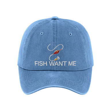 Custom Fishing Baseball Cap with Fish Want Me Fish Fear Me Personalized ...