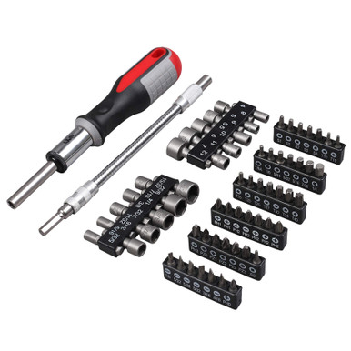 KING 64-PC Ratchet Screwdriver Bit Set, CR-V Bits, Nut Driver, Flexible ...