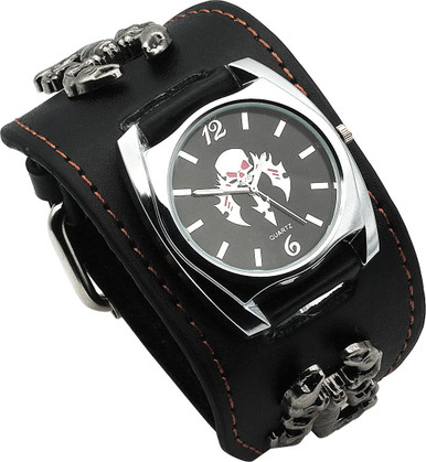 Punk Scorpion Skull Watch for Men Women Black Wide Leather Cuff Band ...